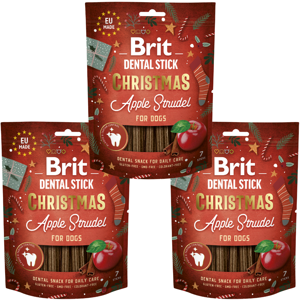 Zestaw 3x Brit Care Christmas Święta Dog Dental Snack 250g - Przysmaki ...